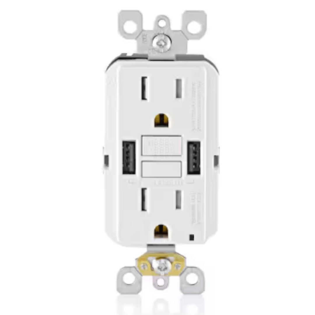 Leviton R02-GUSB1-0BW 15 Amp Smartlock Pro Self-Test GFCI Combination ...